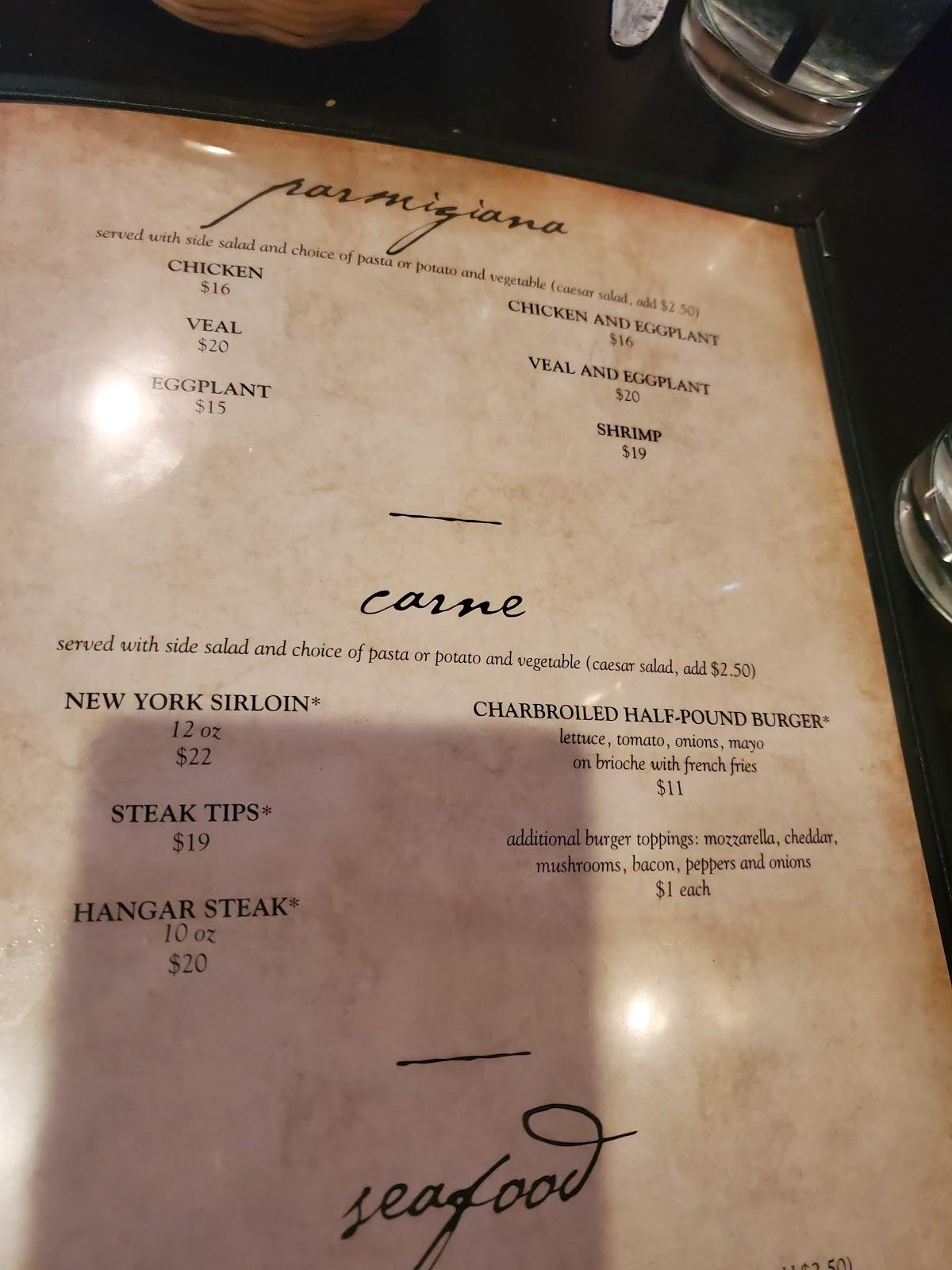 Menu at Agostino's Italian Restaurant, Natick
