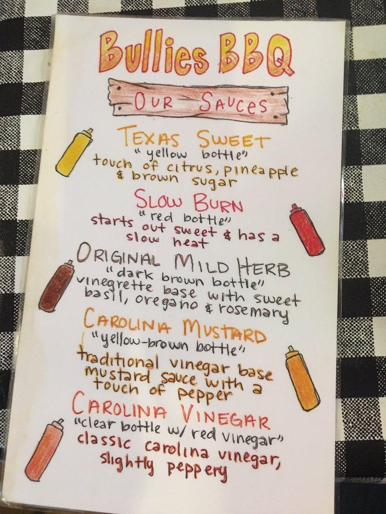 Menu at Bullies BBQ, Hilton Head Island