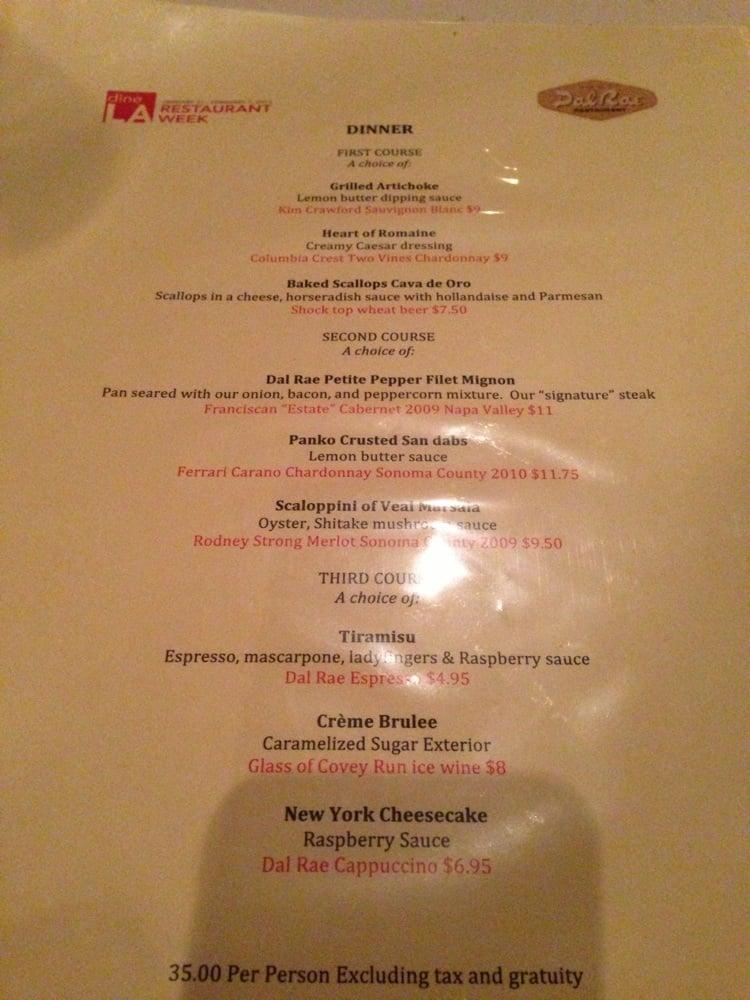 Menu at Dal Rae Restaurant, Pico Rivera