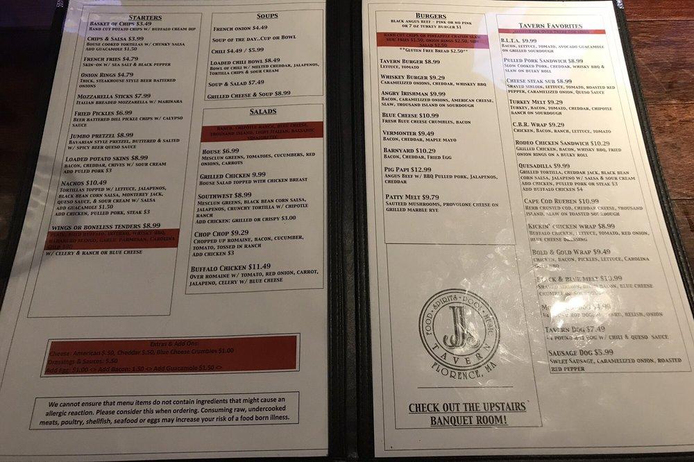 Menu at JJ's Tavern pub & bar, Northampton