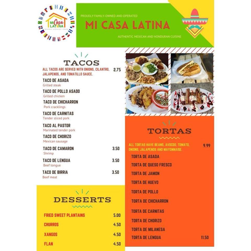 Menu at Casa Maria restaurant, Elgin