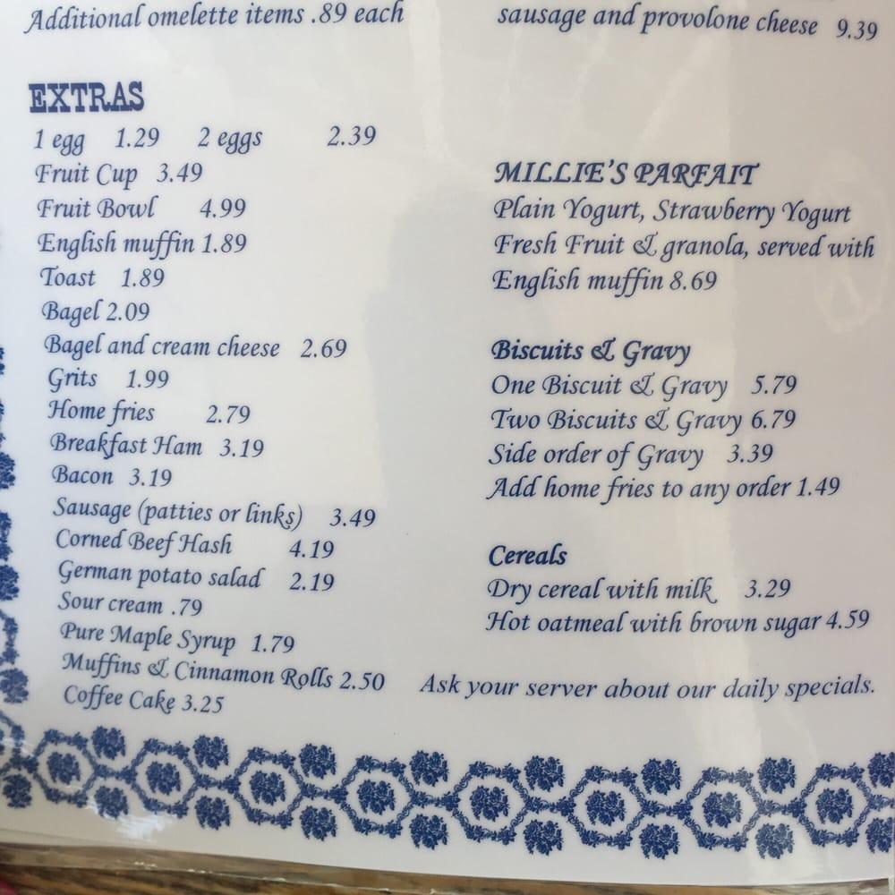 Menu at Millie's fast food, Sarasota