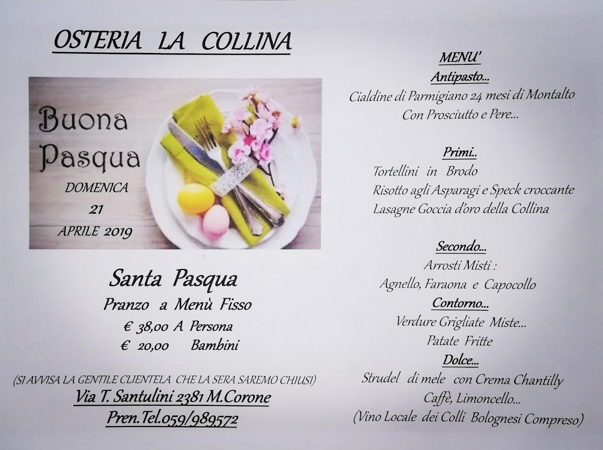 Menu da Osteria la Collina ristorante, Zocca