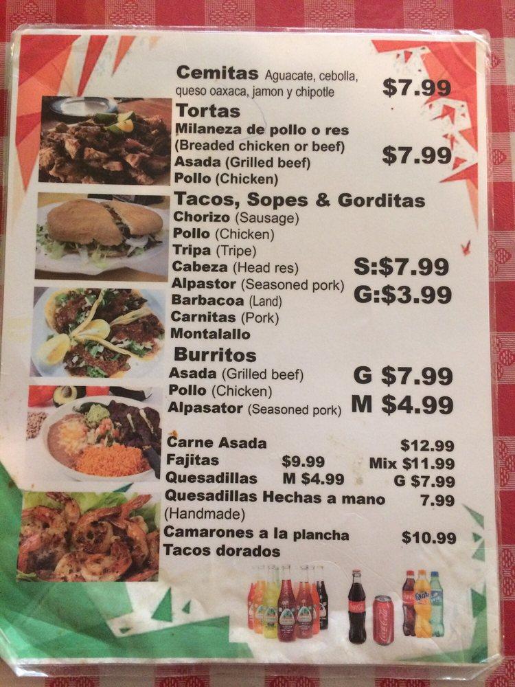 Menu at Palacios Mexican Restaurant, St. Louis