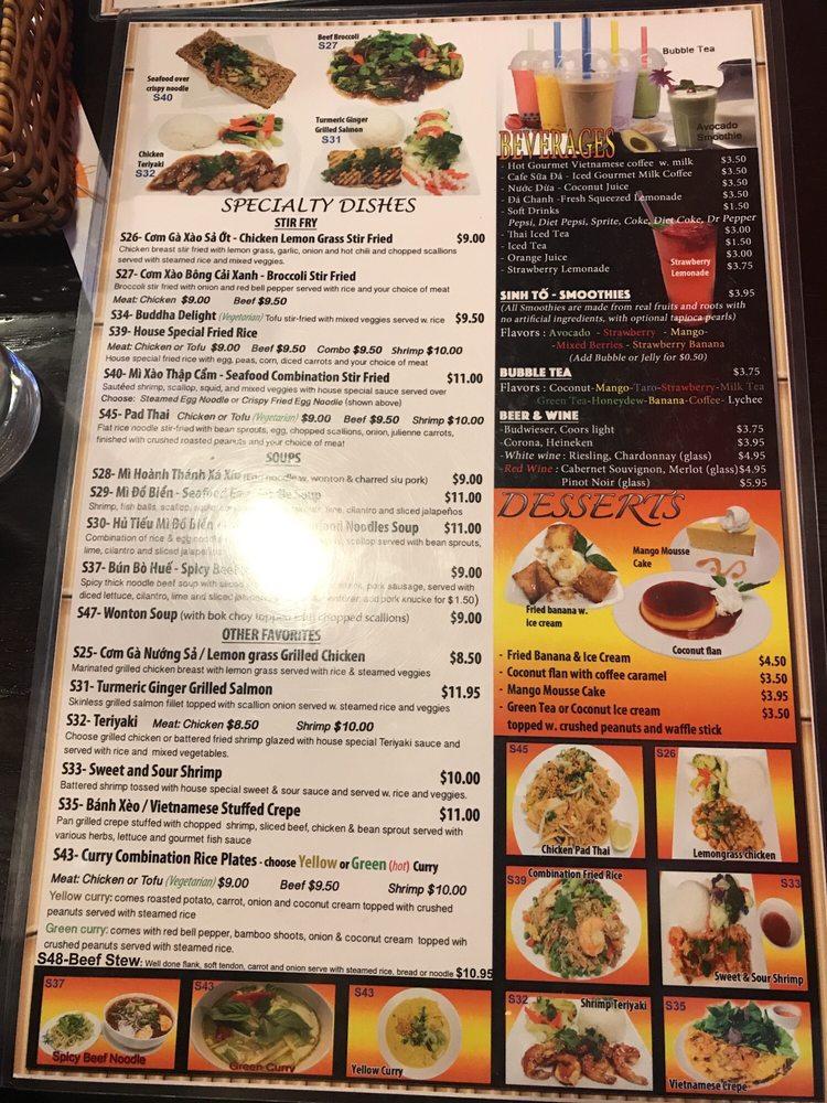 Menu at Pho Viet Restaurant, Hillsboro
