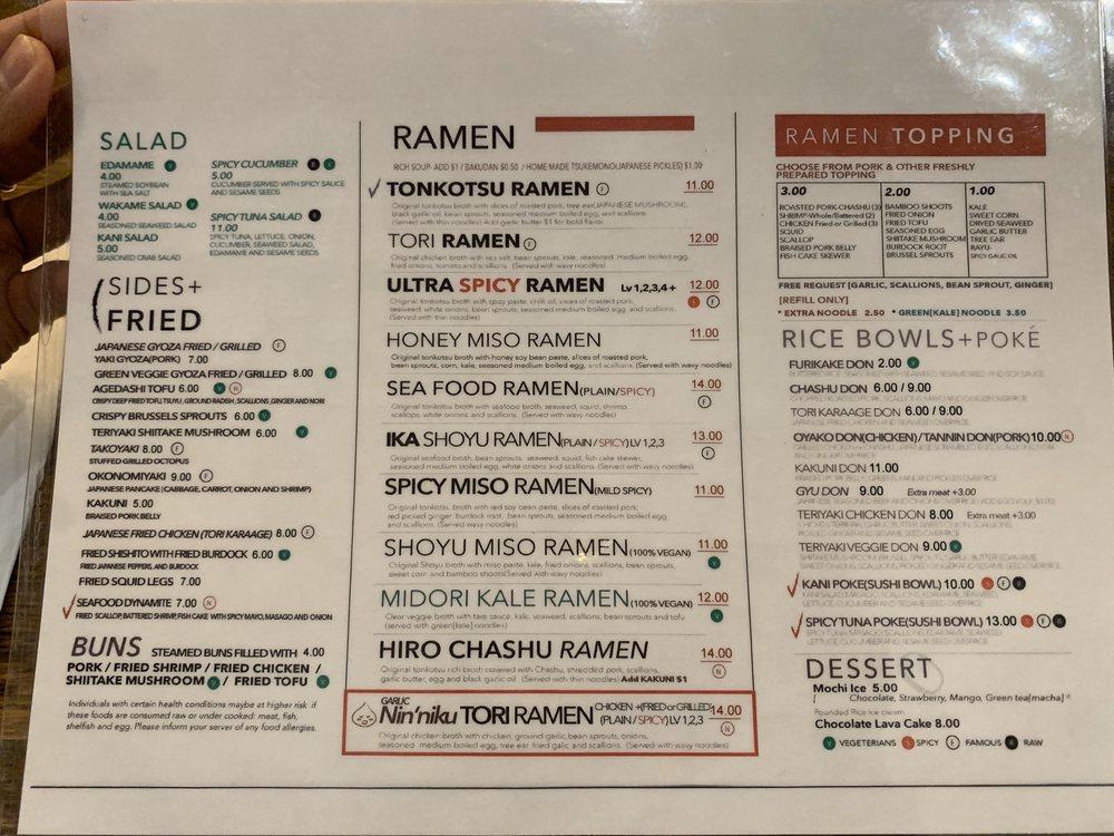 Menu at Kin No Tori Ramen Bar Alpharetta, Alpharetta