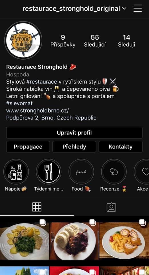 Menu at Stronghold restaurant, Brno