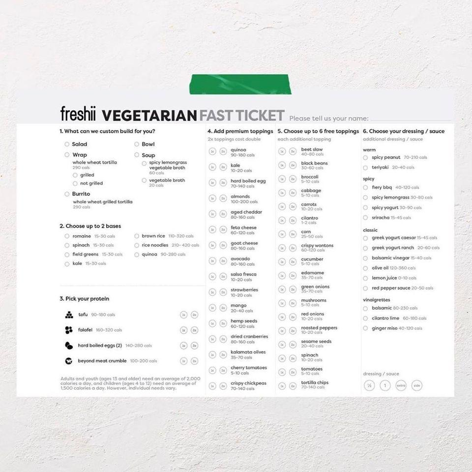 Menu at Freshii fast food, Dartmouth, 100 Ilsley Ave