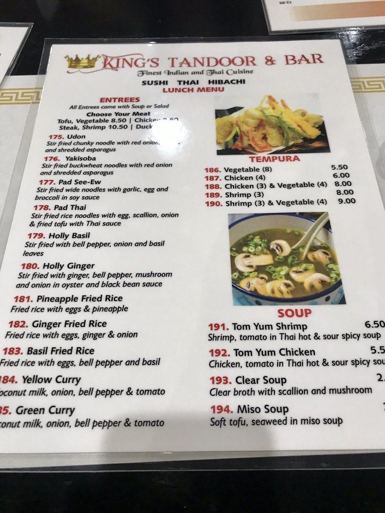 Menu at King's Tandoor and bar, Solon