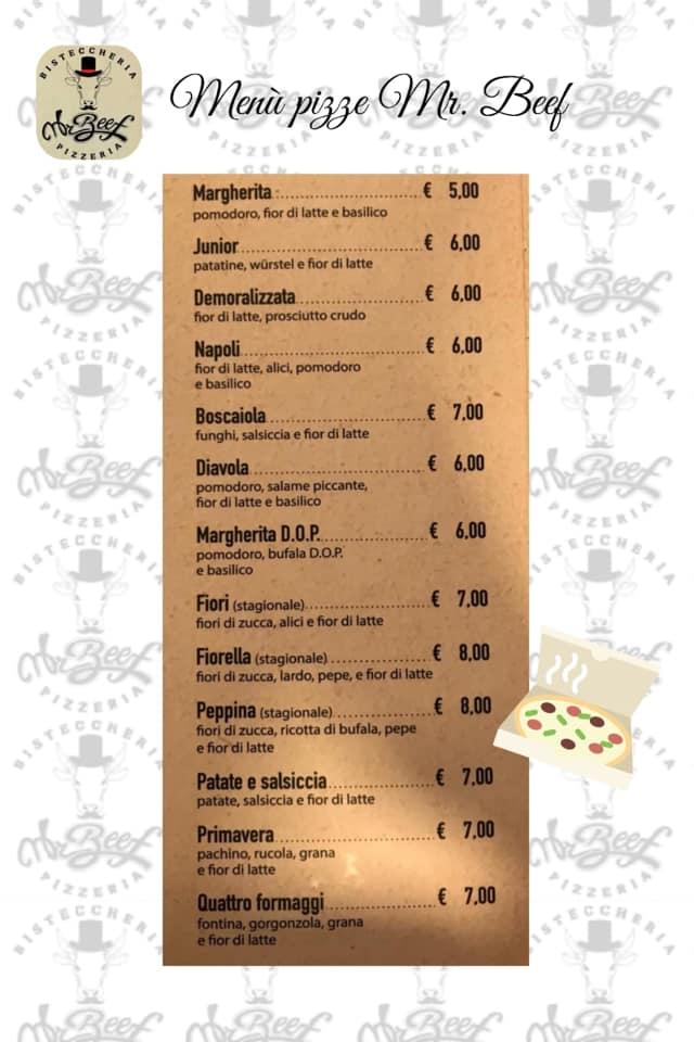 Menu da Mr. Beef ristorante, Latina