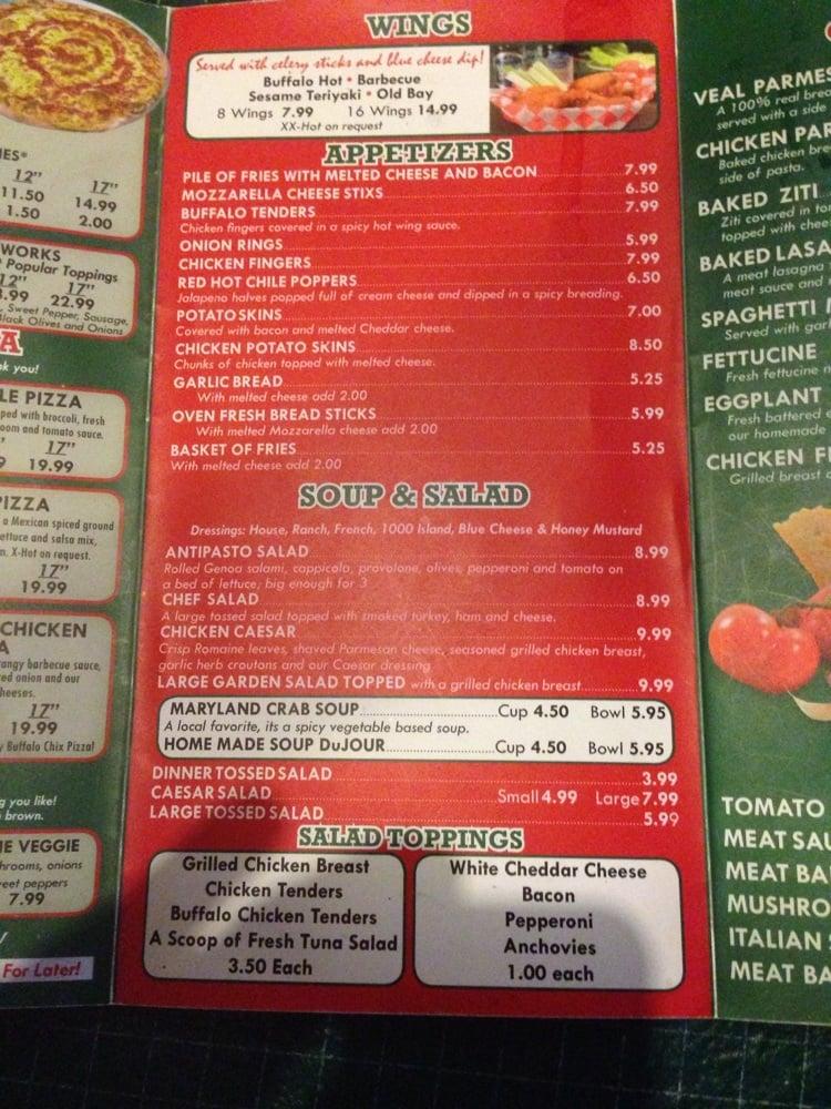 Menu at Ponzetti's Pizza pub & bar, Ocean City, Coastal Hwy