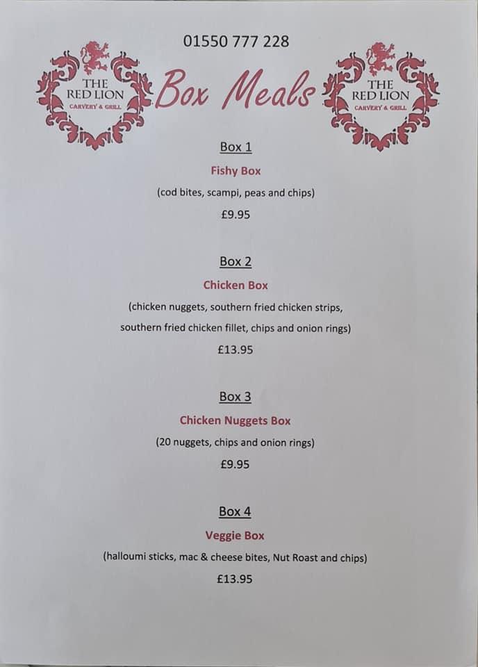 Menu at The Red Lion Hotel pub & bar, Llangadog