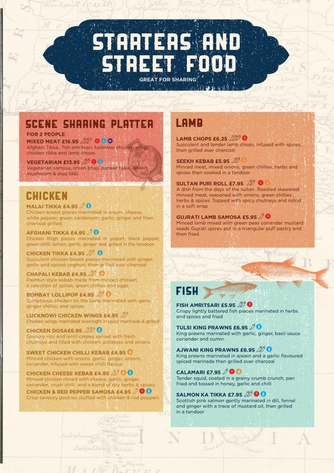 Menu at Scene Indian Street Kitchen pub & bar, Manchester, 4 New Ct St