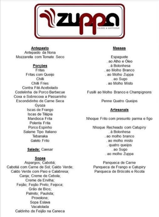 Menu em Zuppa Trattoria pub & Bar, Londrina