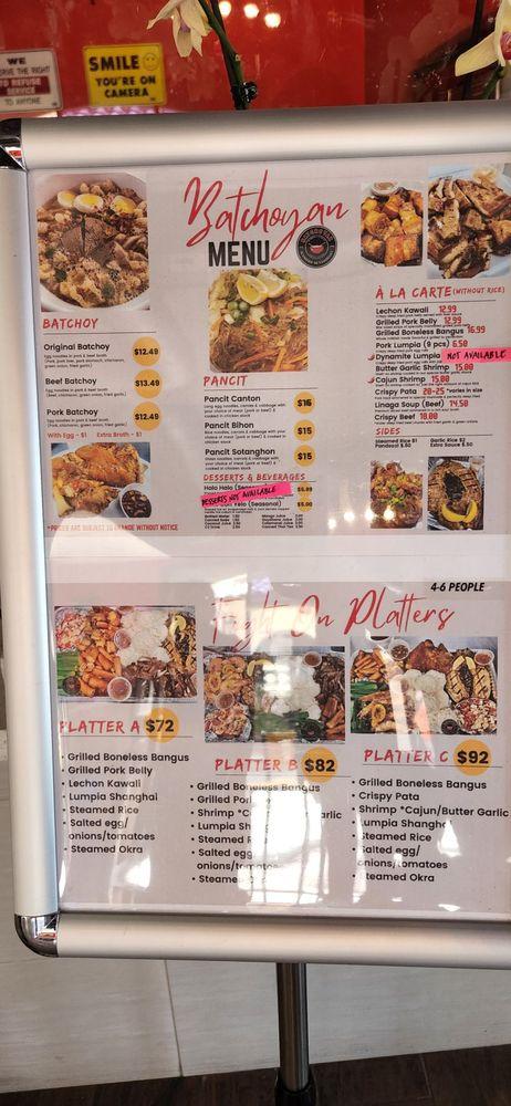 Menu at Batchoyan Ilonggo Restaurant, Camarillo
