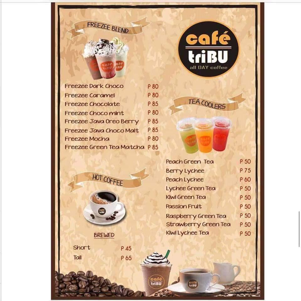 Menu at Café triBU cafe, Calamba, 64HQ+3GX