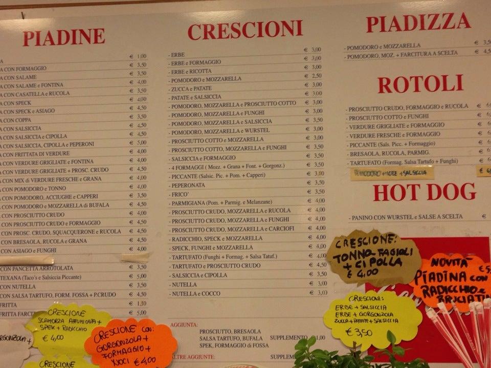 Menu at Piadina Più pizzeria, Forli