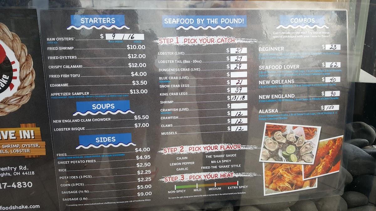 Menu at Seafood Shake pub & bar, Cleveland Heights