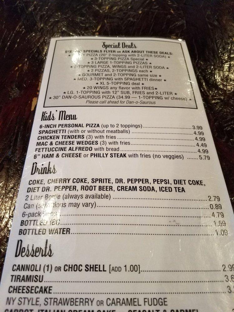 Menu at Dan's Pizza Co. pub & bar, Webster