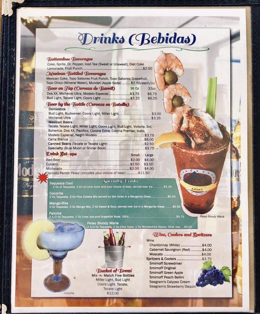 Menu at El Camaron Pelao restaurant, Anthony