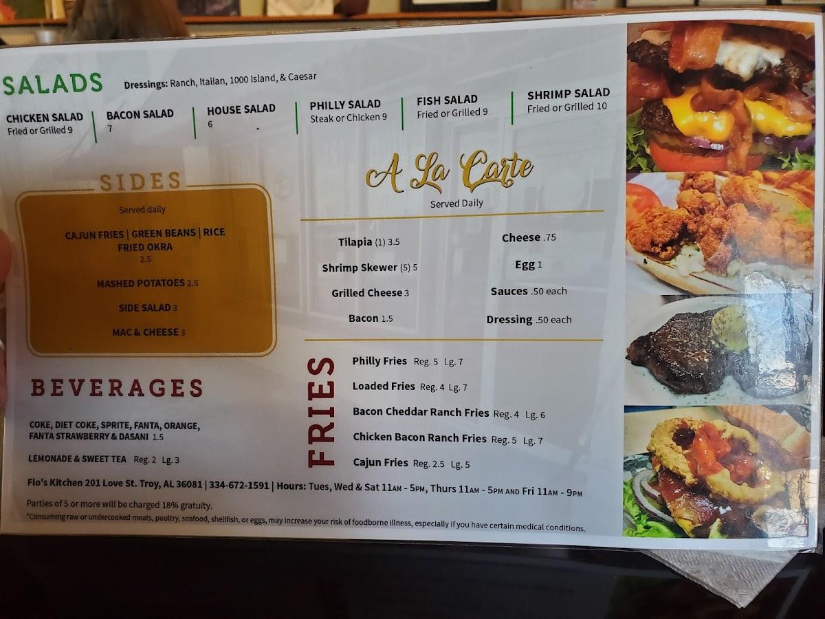 Menu at Flo's Kitchen restaurant, Troy