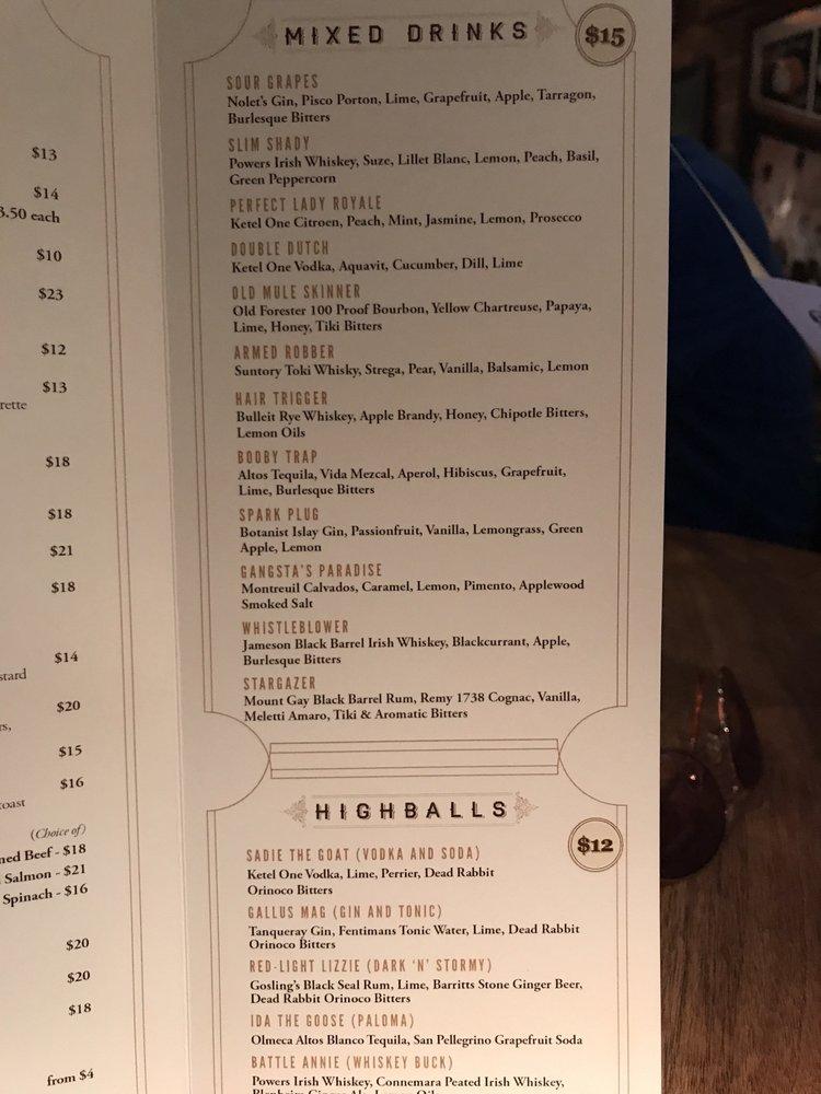 Menu at The Dead Rabbit pub & bar, New York City