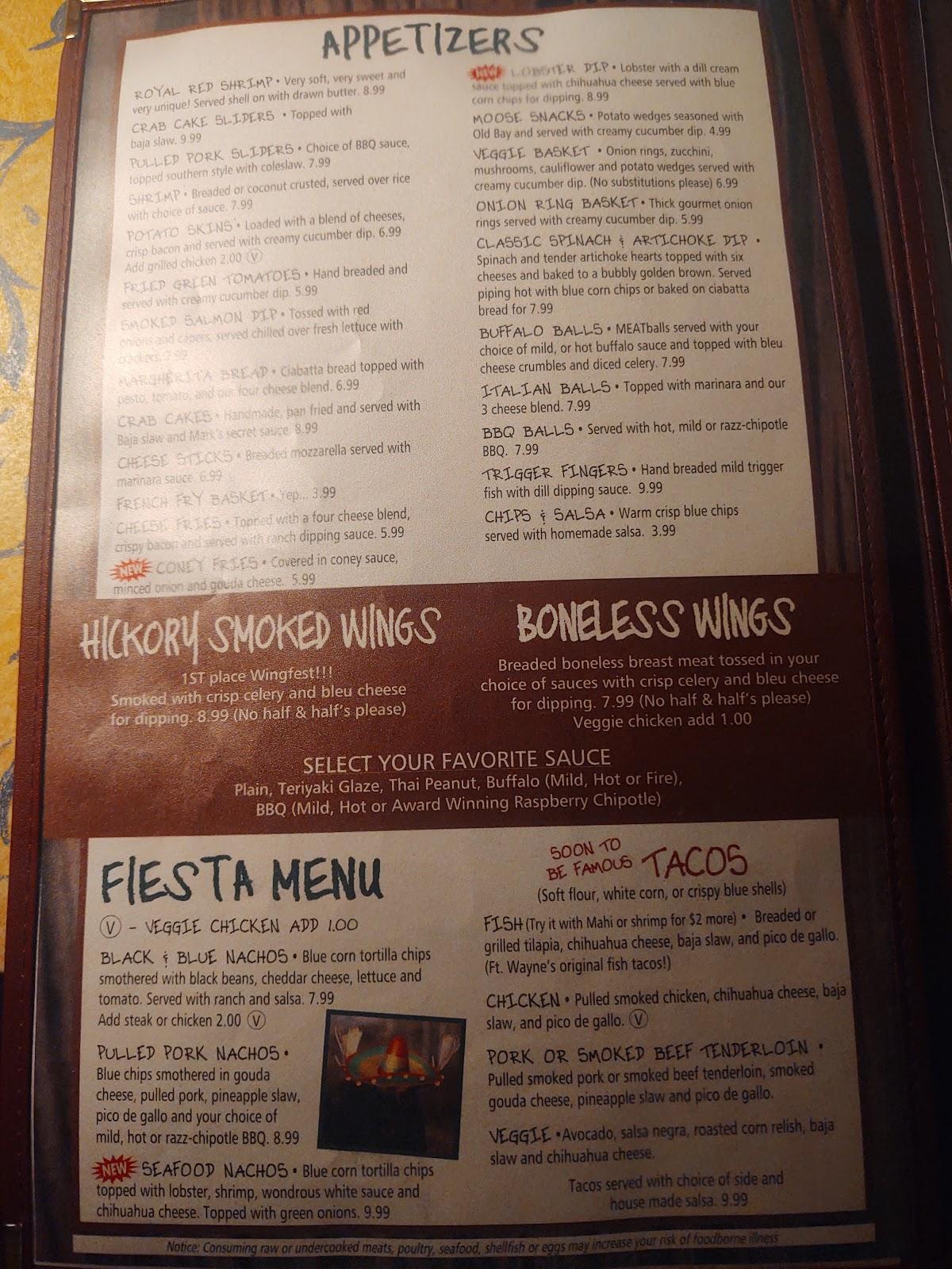 Menu at The Lucky Turtle Grill restaurant, Fort Wayne