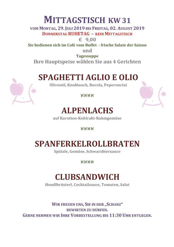 Speisekarte von Hotel zur Schanz restaurant, Ebbs