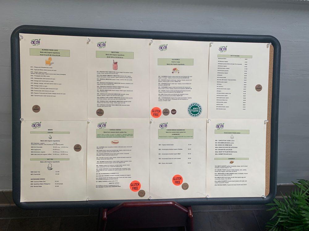 Menu at World Green Açaí restaurant, Larkspur