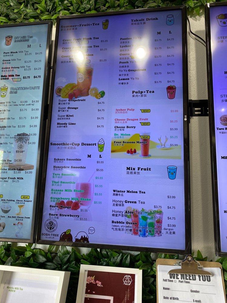 Menu at Boba Tree desserts, Mesa, S Dobson Rd