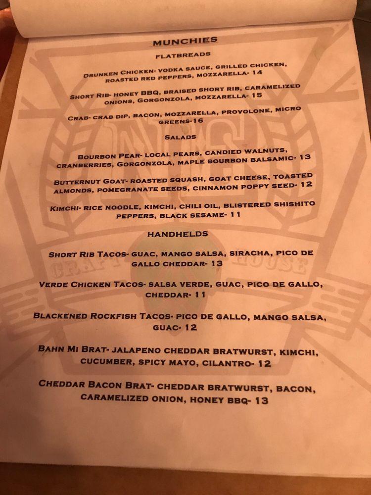 Menu at Notch Eight Craft House pub & bar, Jim Thorpe