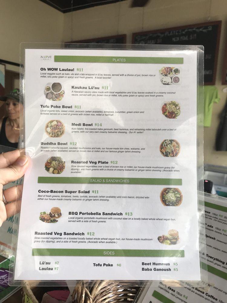 Menu at 'Ai Love Nalo cafe, Waimanalo, 41-1025 Kalanianaʻole Hwy
