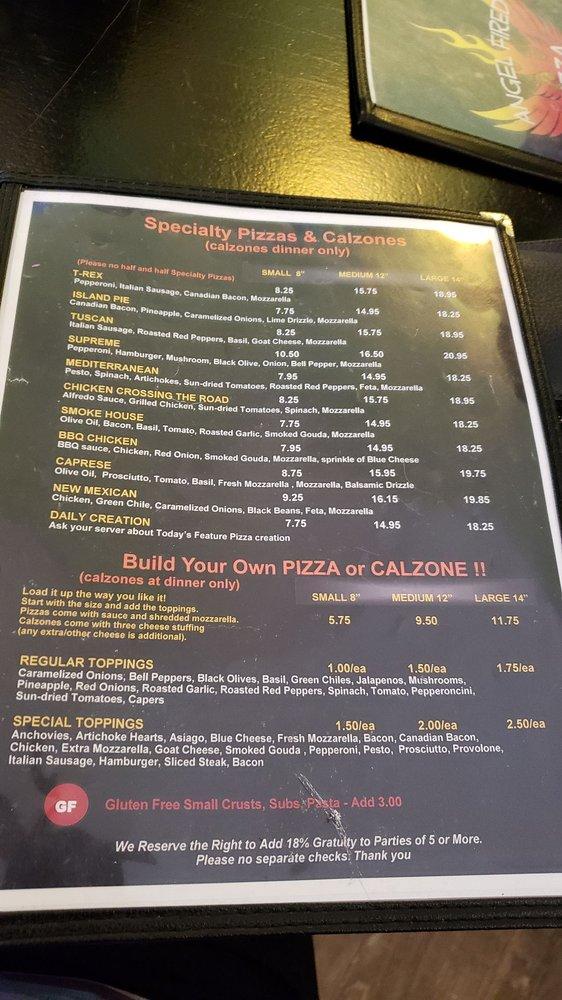 Menu at Angel Fired Pizza pub & bar, Angel Fire
