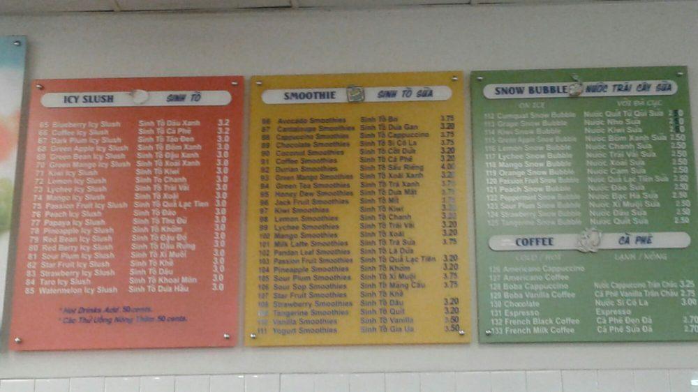 Menu at Boba Corner 2, Westminster