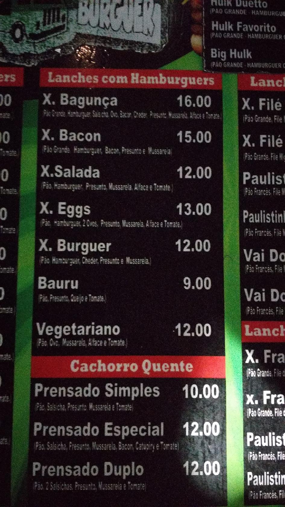 Menu em Caminhão Hulk Burguer pub & Bar, Cuiabá
