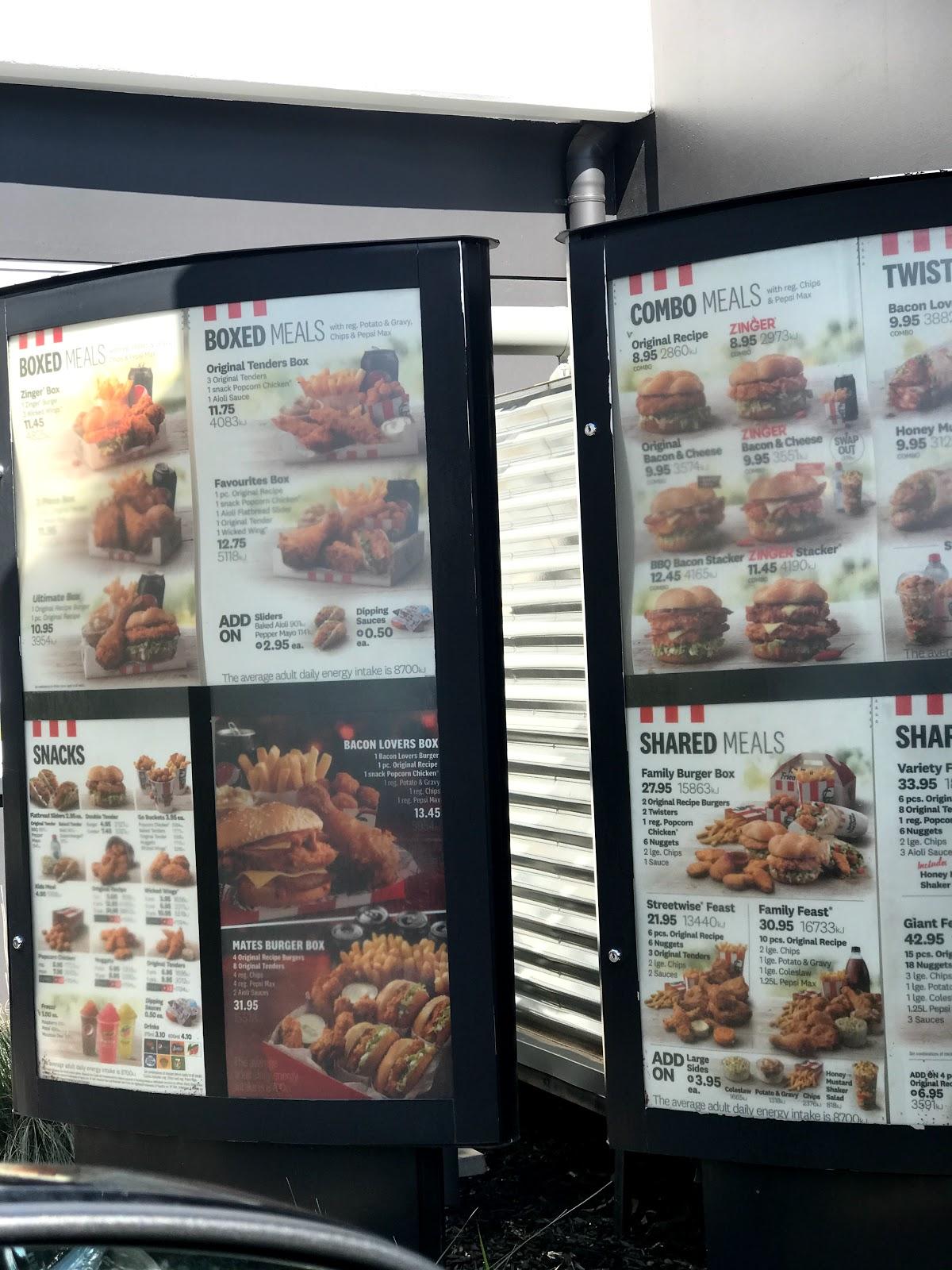 Menu at KFC Lavington fast food, Lavington, 359/361 Wagga Rd