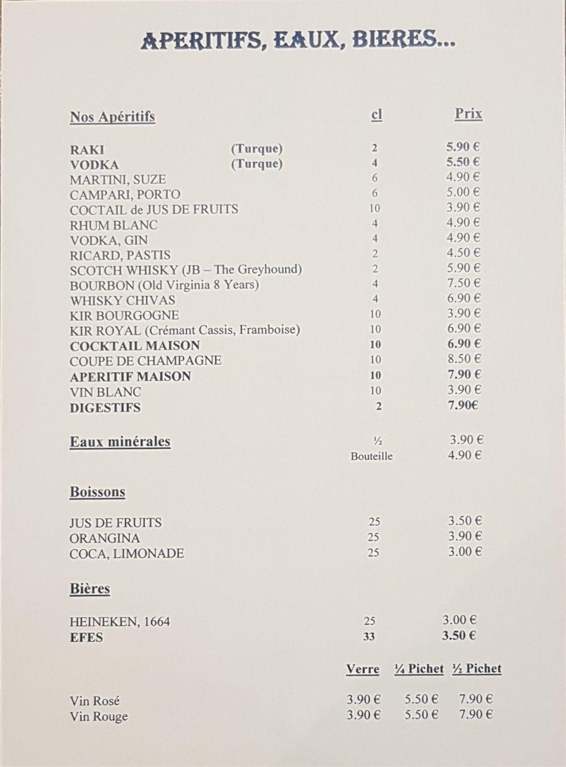 Menu at Restaurant le Pacha Auxerre, Auxerre