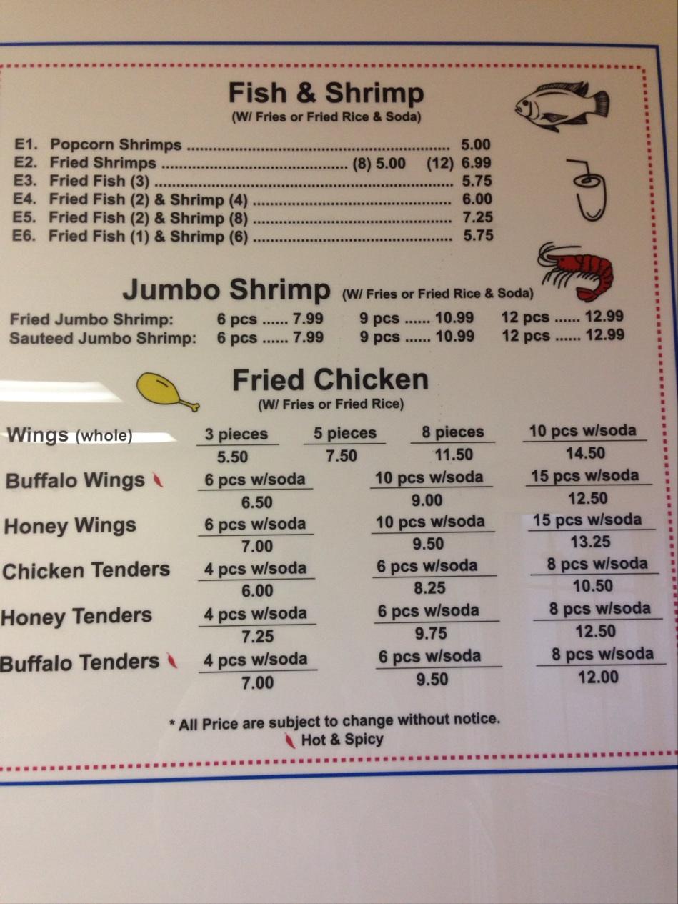 Menu at Scott Chinese Food restaurant, Houston