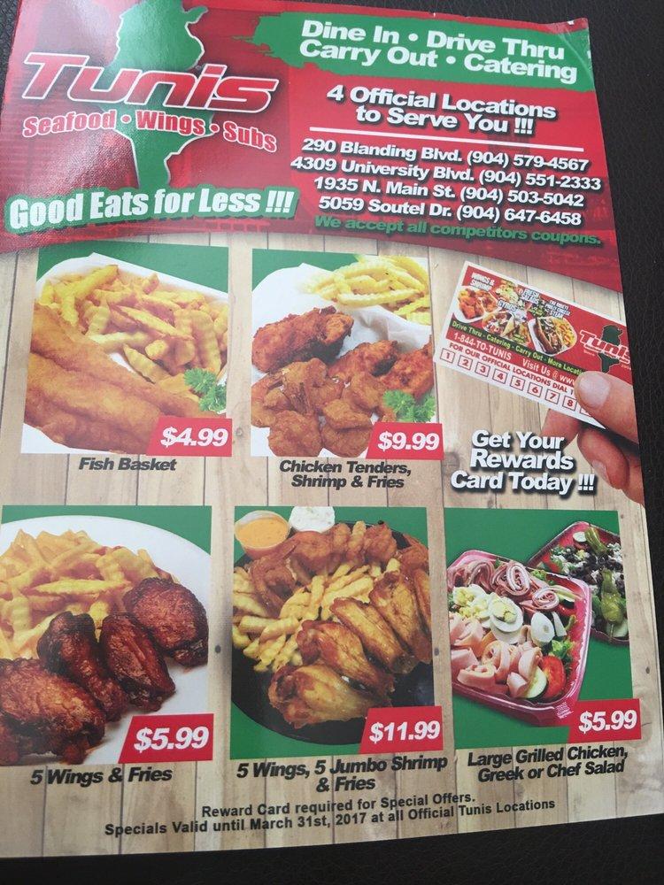 Menu at Tunis Seafood, Wings & Subs restaurant, Jacksonville ...