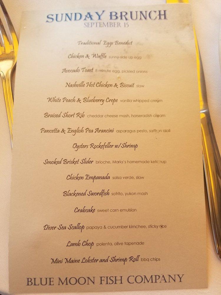 Menu at Blue Moon Fish Co. restaurant, Lauderdale-by-the-Sea
