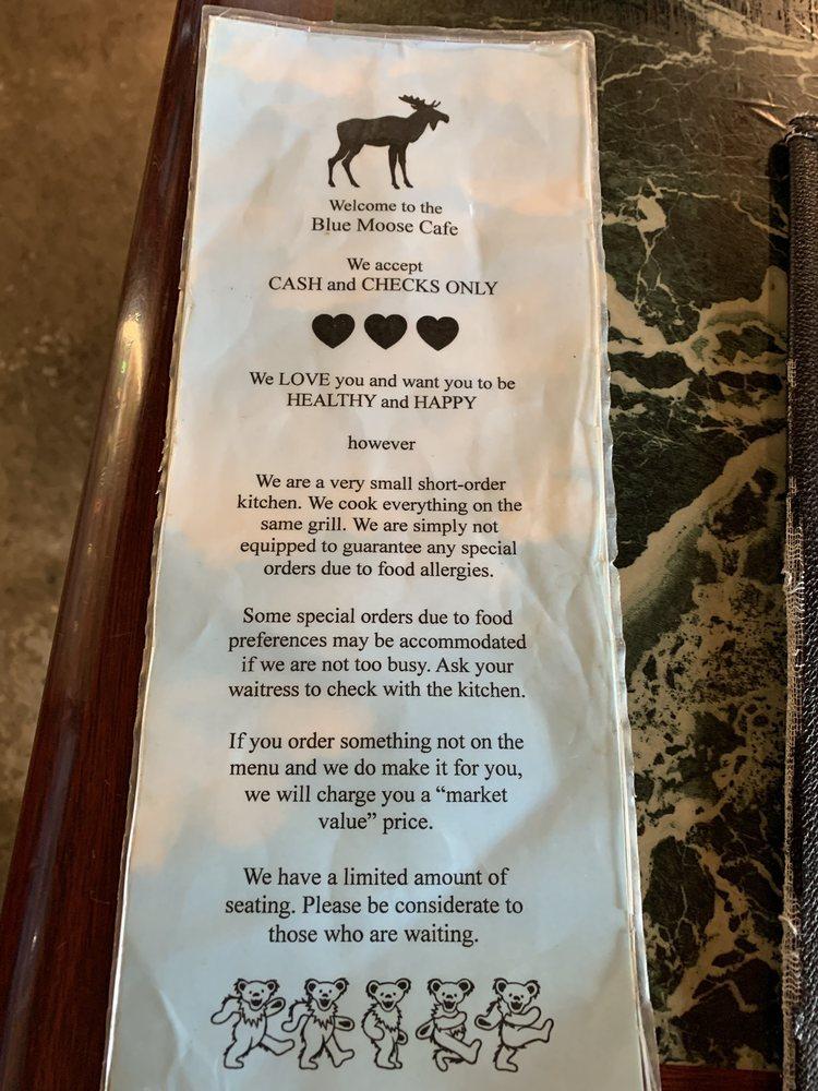 Menu at Blue Moose Cafe, Port Townsend