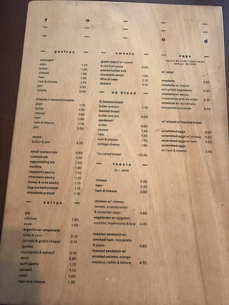 Menu at Brick Cafe Lisboa, Lisbon