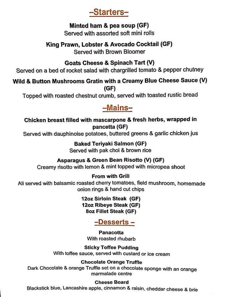Menu at The Four Sons Inn pub & bar, Huddersfield