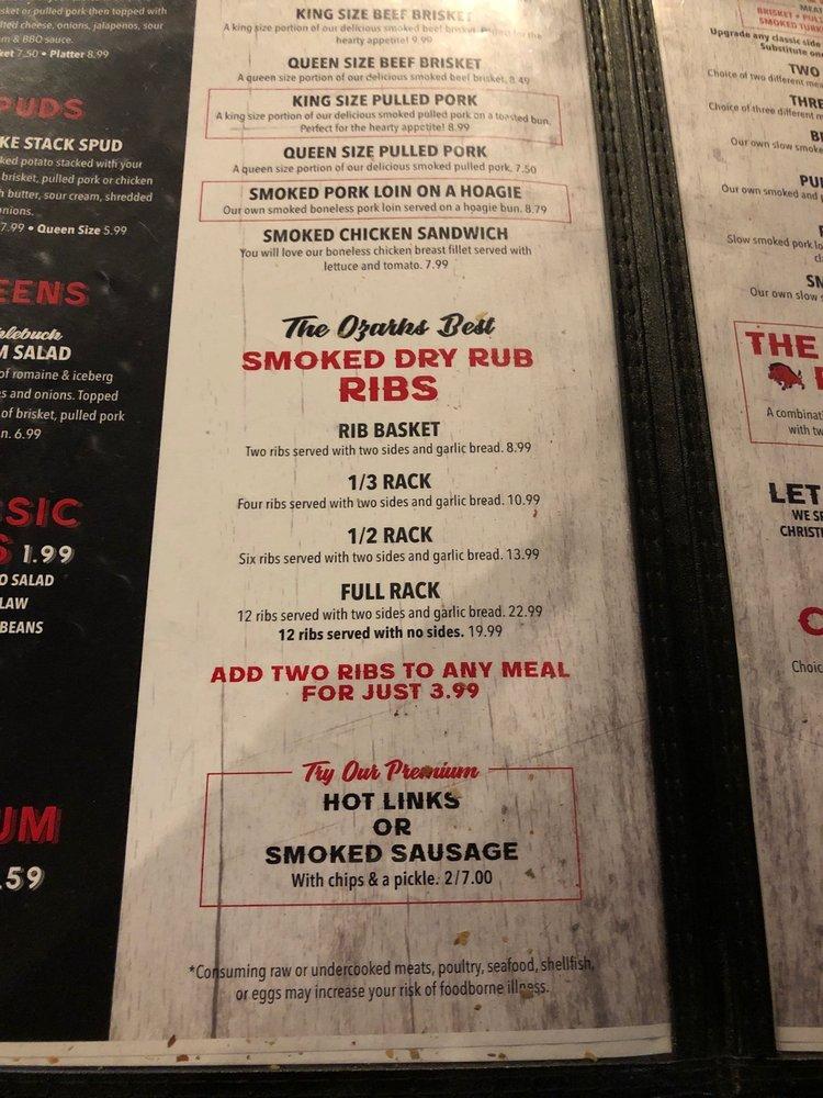 Menu at Hucklebuck 60 BBQ, Seymour