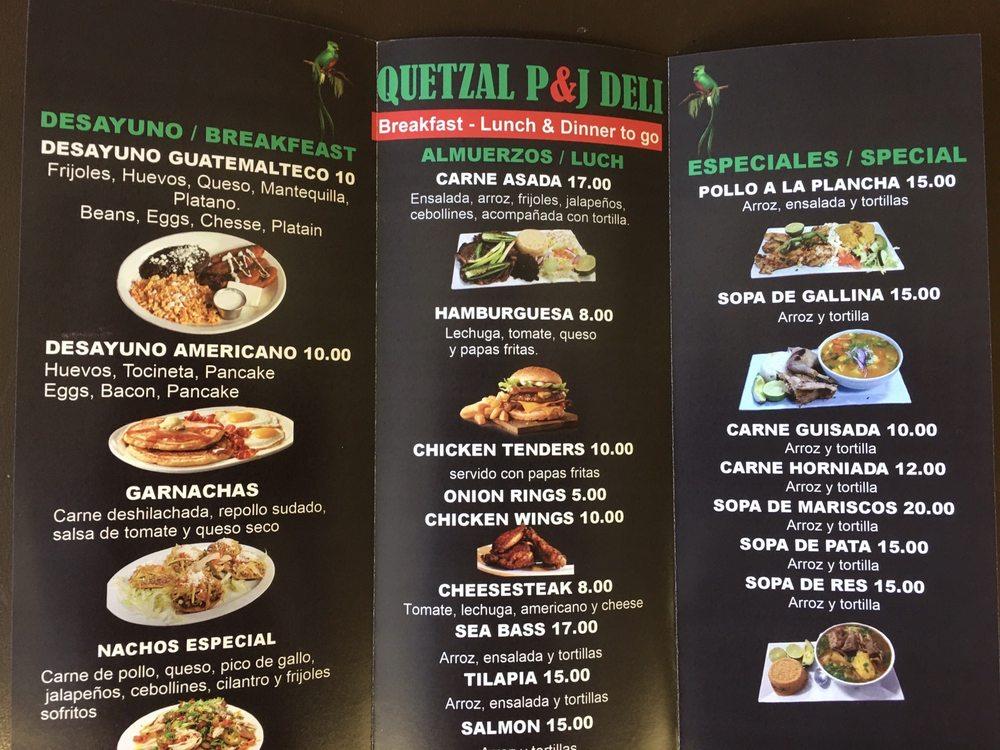 Menu at Quetzal P&J Deli, Branford