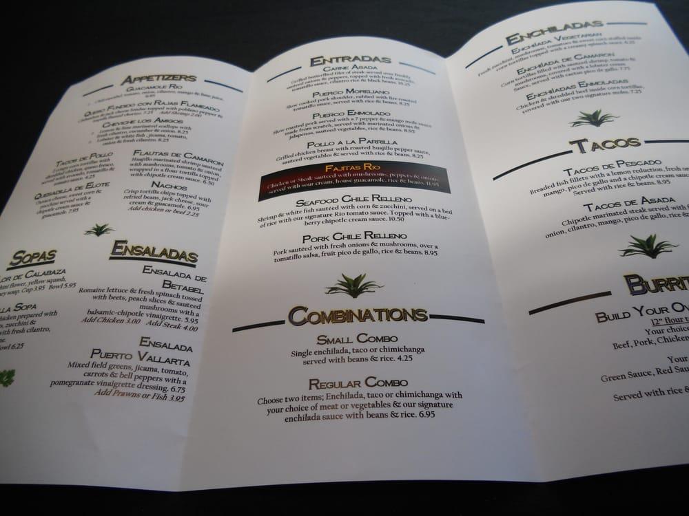 Menu at Rio Distinctive Mexican Cuisine restaurant, Madras