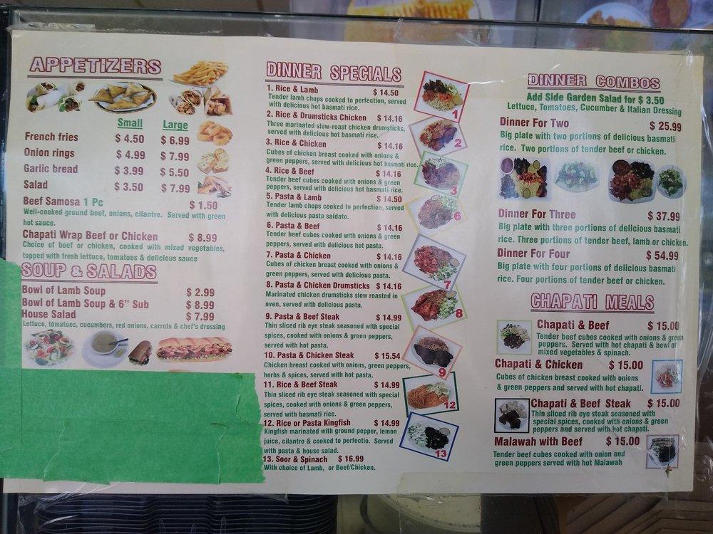 Menu at Safia Restaurant, Ottawa, St. Laurent Blvd Unit 110