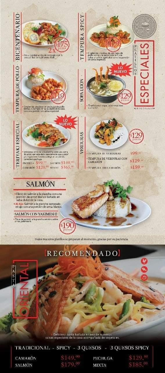 Carta del restaurante Teriyaki & Sushi La Postal, Tijuana, Av. Paseo ...