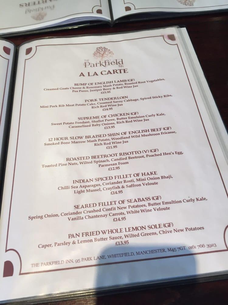 Menu at The Parkfield Inn pub & bar, Whitefield