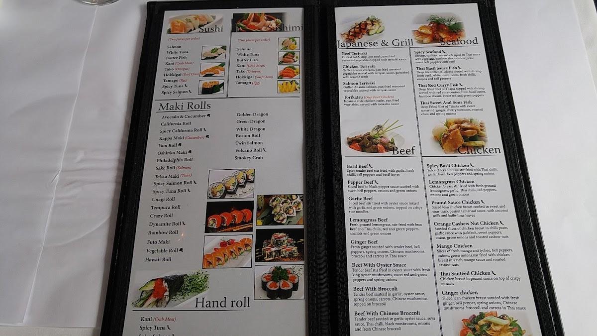 Menu at WIND Japanese and Thai restaurant, Mississauga